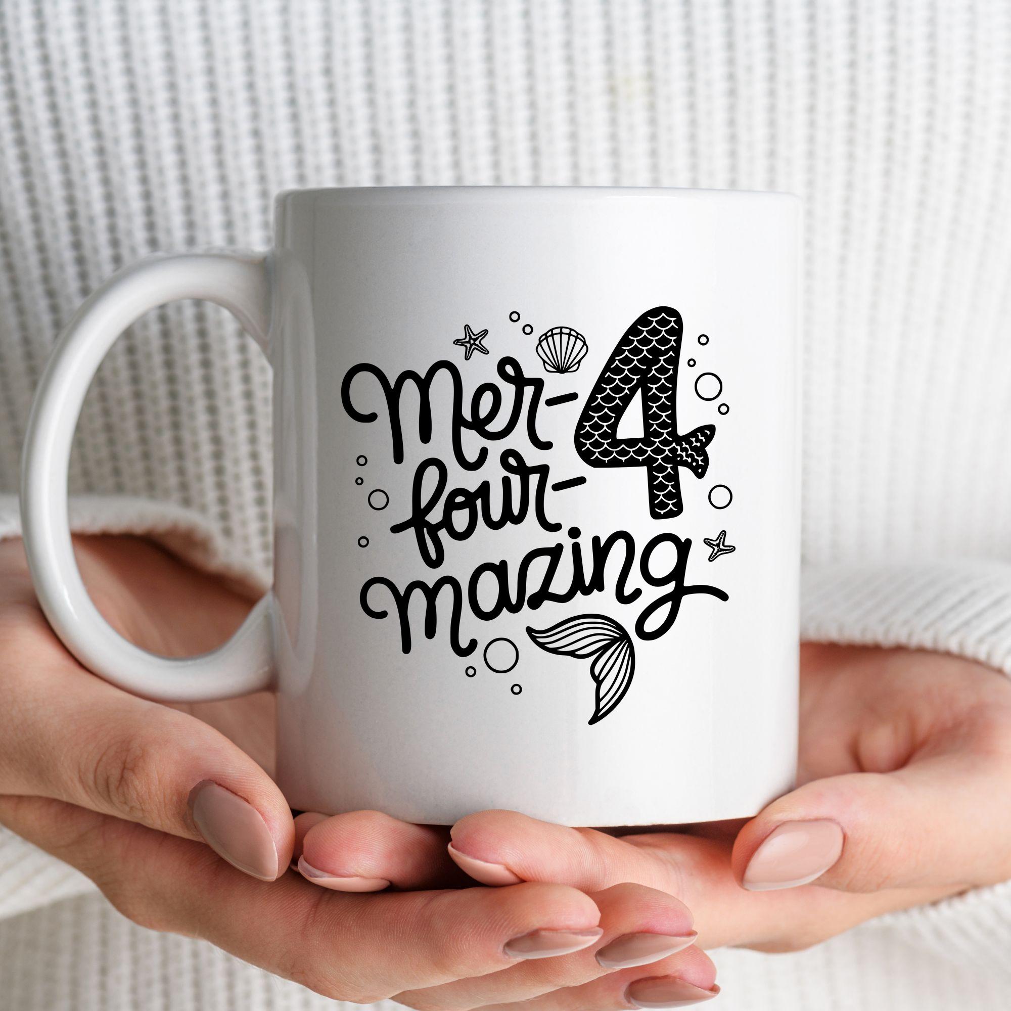 Mer-four-mazing SVG PNG Files for Fourth Birthday & Mermaid Party ...