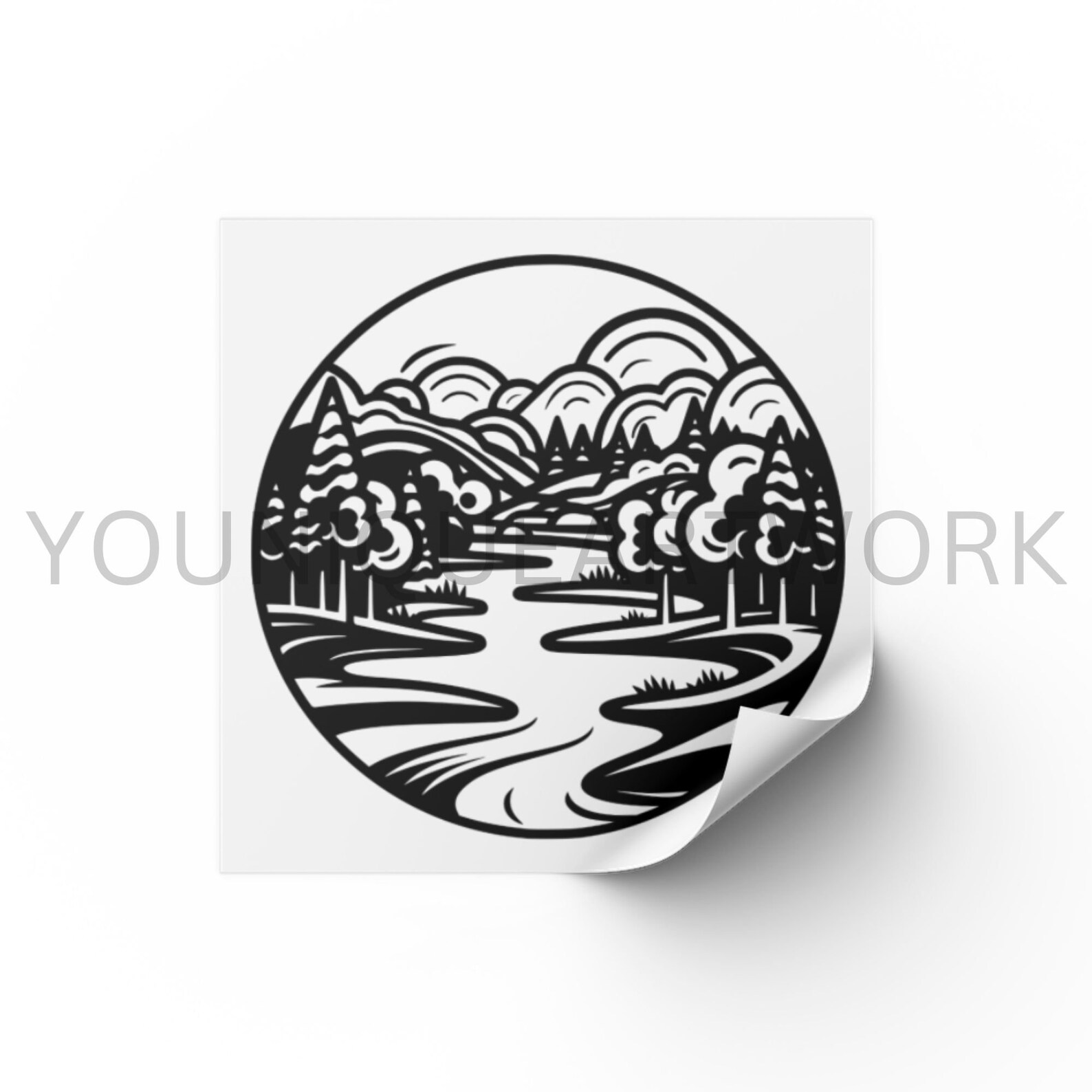 River Scene SVG Bundle PNG Lake Forest Clipart Hand Drawn - Etsy