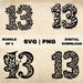 Number 13 SVG Bundle, 13th Birthday Clipart, Hand Drawn Thirteen Themed ...