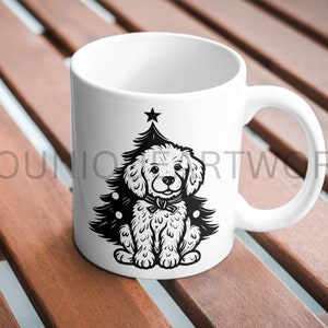 Christmas Dog SVG Bundle, PNG, Xmas Themed Clipart, Hand Drawn Dogs ...