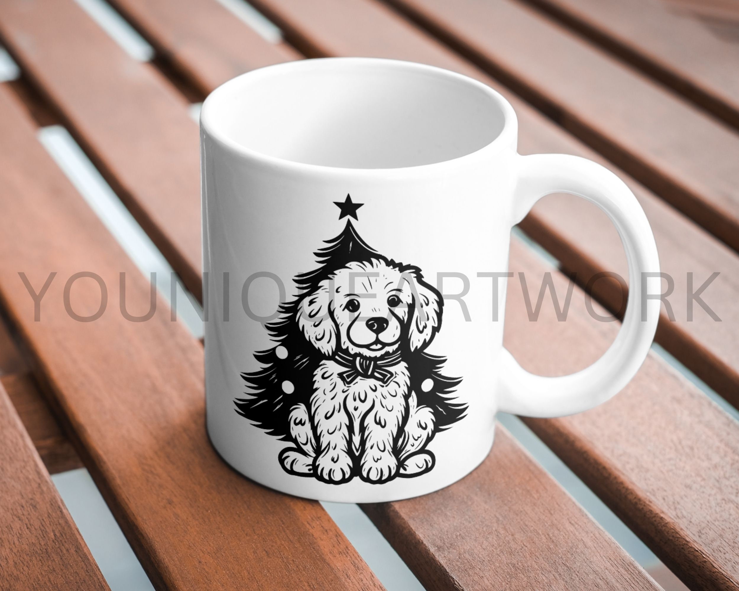 Christmas Dog SVG Bundle, PNG, Xmas Themed Clipart, Hand Drawn Dogs ...