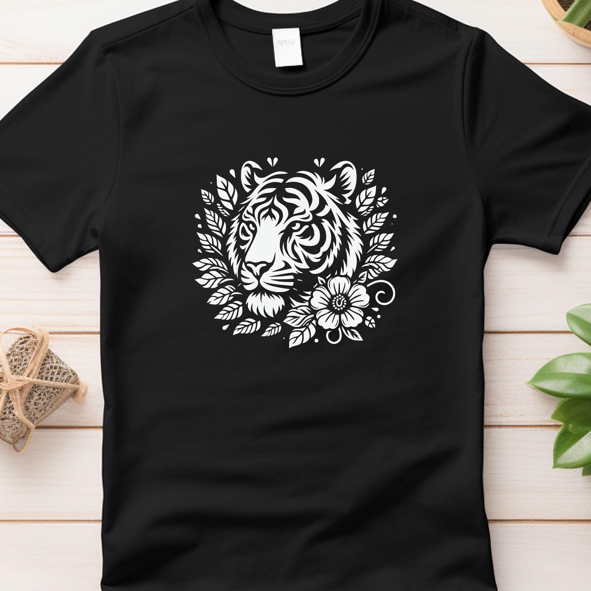 Floral Tiger SVG Bundle, Tiger Flower Clipart, Hand Drawn Tiger Head ...