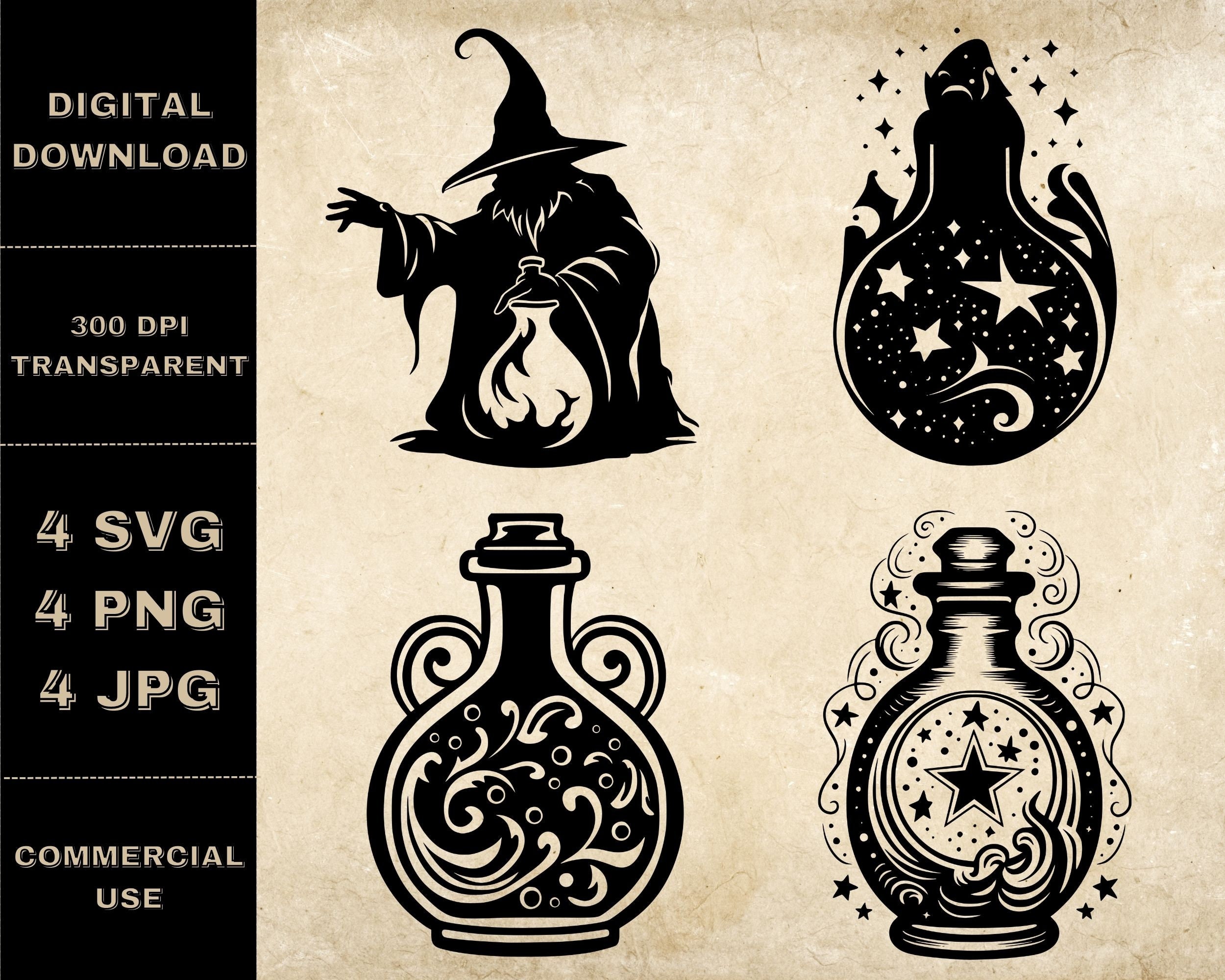 Potion Bottle SVG Bundle PNG Celestial Potion Clipart Hand - Etsy