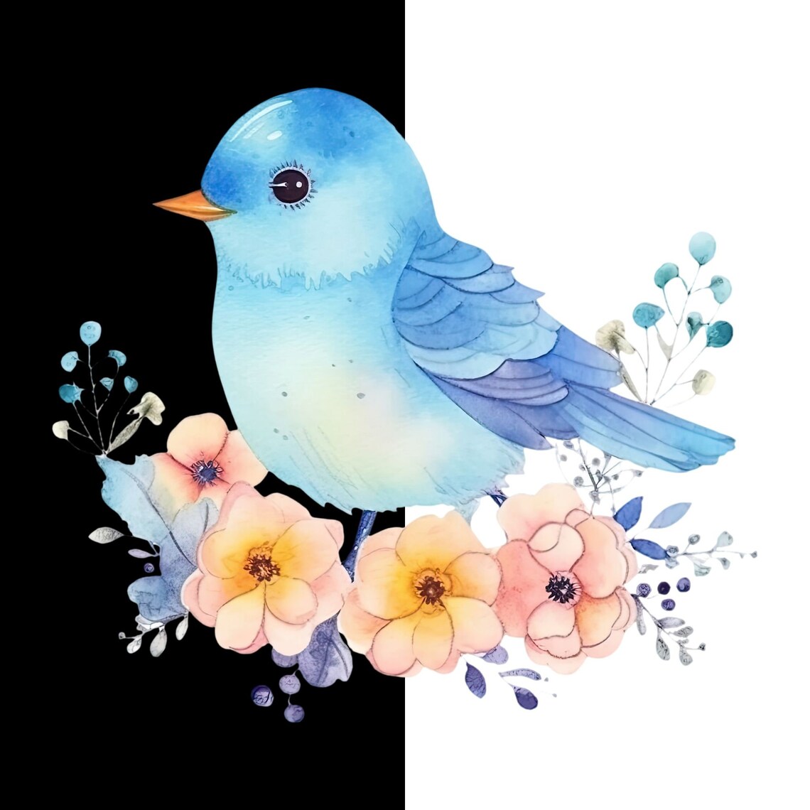 Blue Birds Clipart Watercolor Blue Bird PNG Files Cute Birds - Etsy