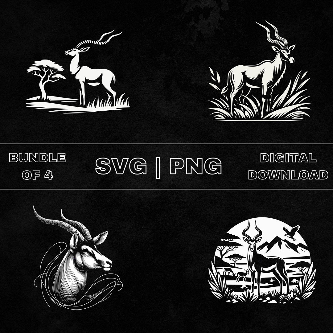 Antelope SVG Bundle, Antelope Clipart, Hand Drawn Antelope African ...