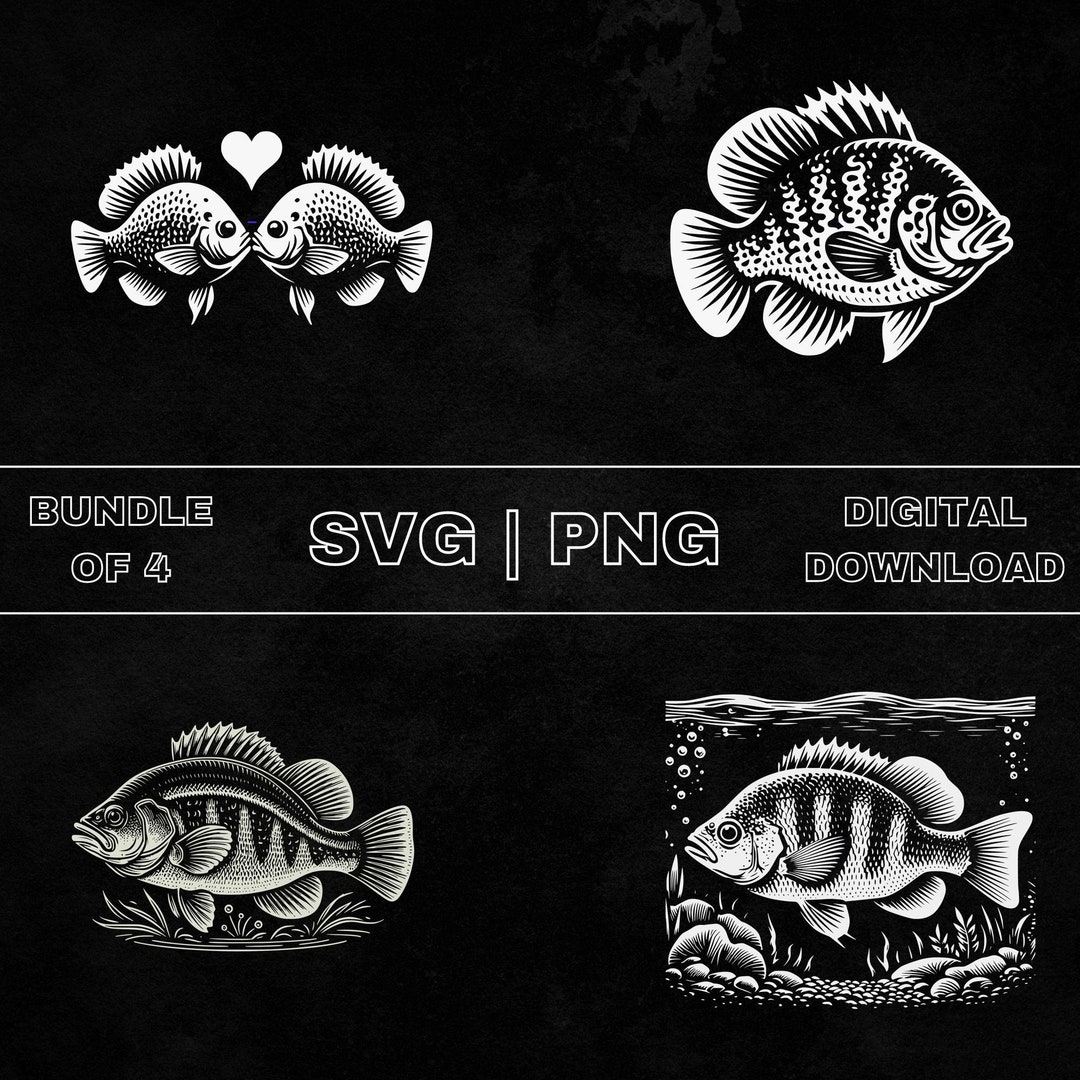 Bluegill SVG Bundle, Fishing Clipart, Hand Drawn Fish Lover Theme ...