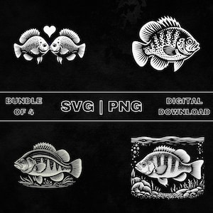 Bluegill SVG Bundle, Fishing Clipart, Hand Drawn Fish Lover Theme ...