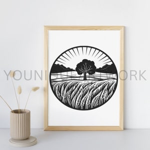 Wheat Scene SVG Bundle, PNG, Wheat Wreath Clipart, Hand Drawn Wheat ...