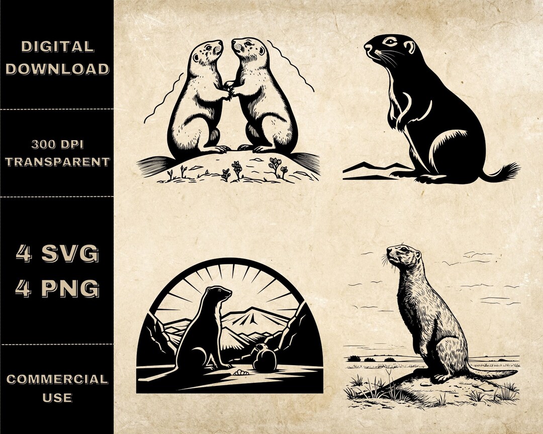 Prairie Dog SVG Bundle, PNG, Cute Animal Clipart, Hand Drawn Rodent ...