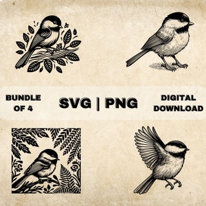 Chickadee SVG Bundle, Cute Bird Clipart, Hand Drawn Chickadee Bird ...