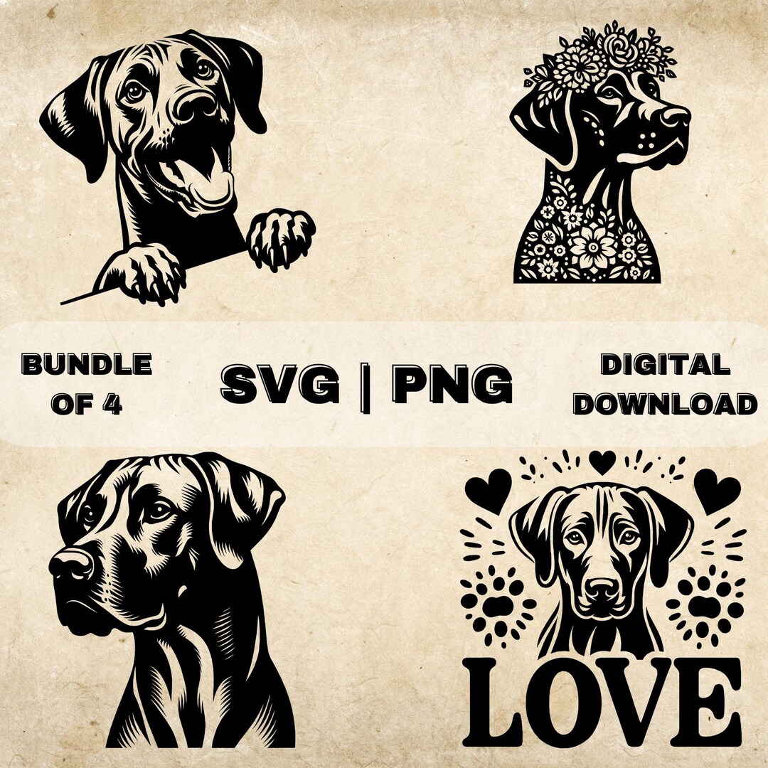 Rhodesian Ridgeback SVG Bundle, Dog Clipart, Hand Drawn Dog Theme ...