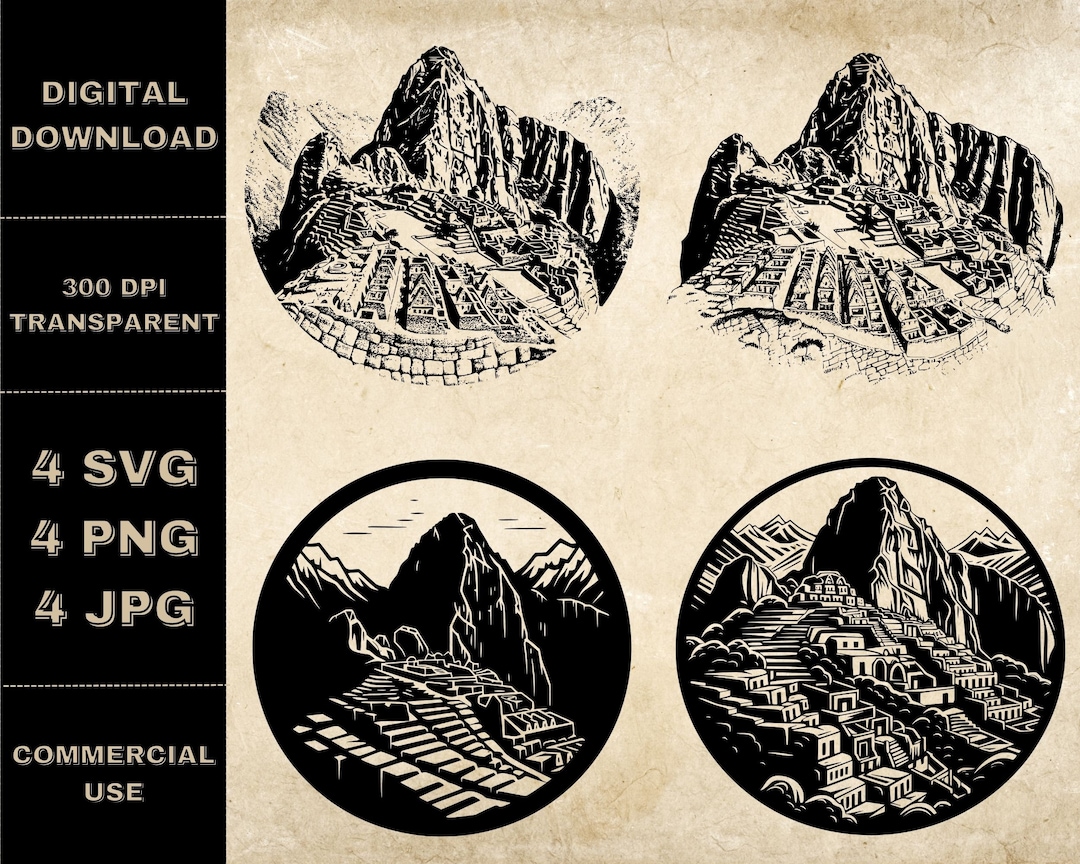 Machu Picchu SVG Bundle, PNG, Peru Clipart, Hand Drawn Machu Picchu ...