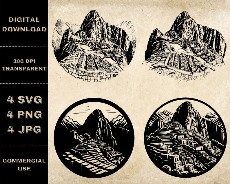 Machu Picchu SVG Bundle PNG Peru Clipart Hand Drawn Machu - Etsy