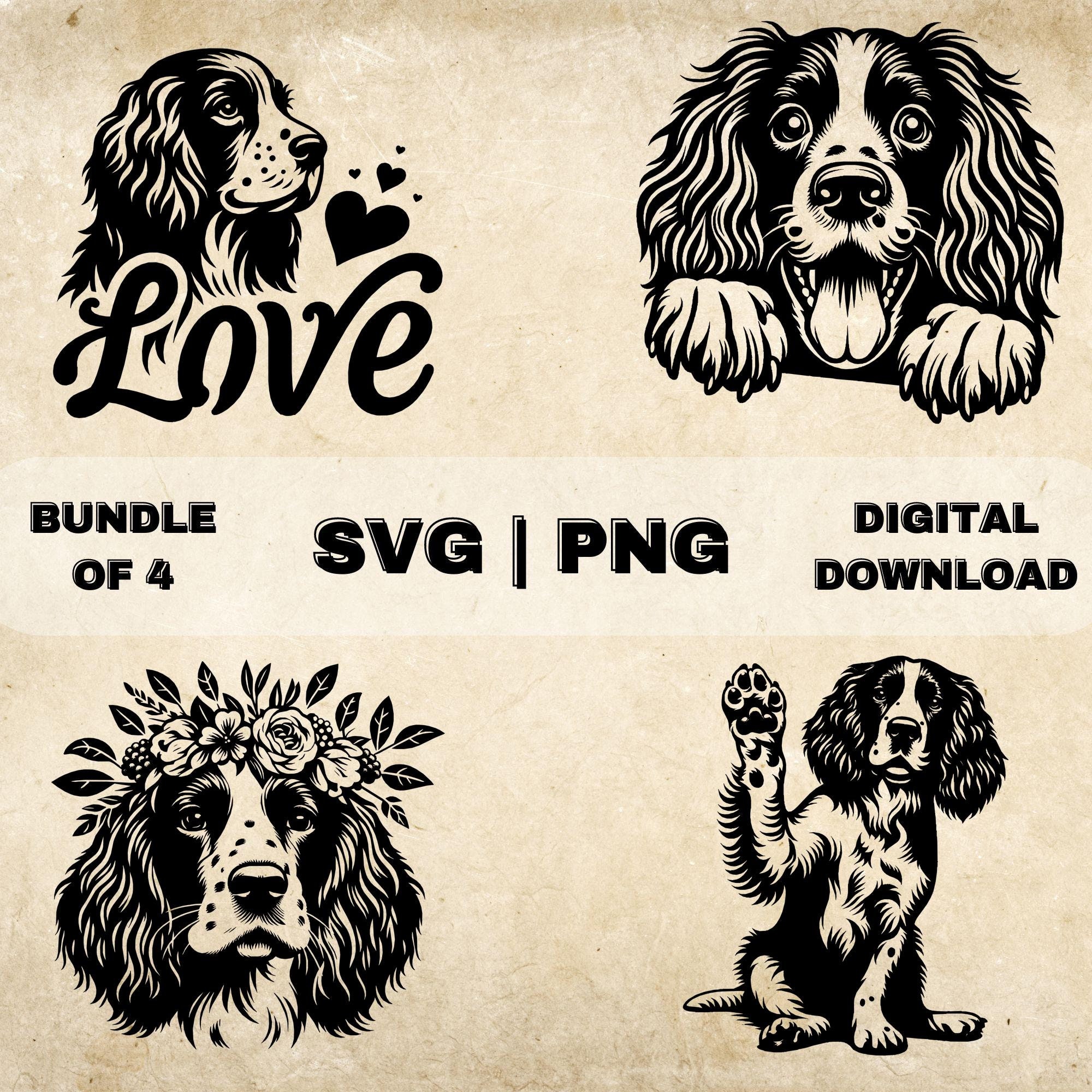 English Springer Spaniel SVG Bundle, Dogs Clipart, Hand Drawn Dog Theme ...