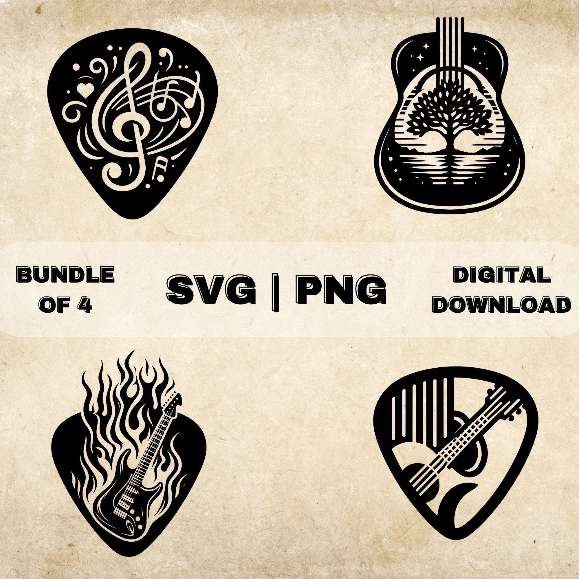 Guitar Pick SVG Bundle, Guitarist Clipart, Hand Drawn Music Theme ...