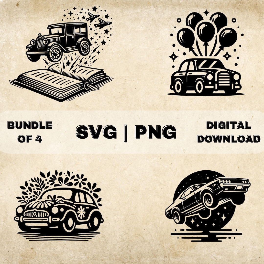 Magic Car SVG Bundle, Cars Clipart, Hand Drawn Fantasy Theme Vector ...