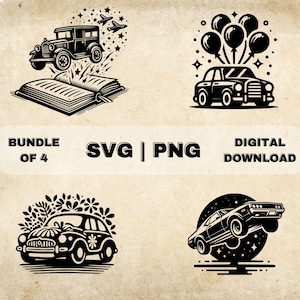 Magic Car SVG Bundle, Cars Clipart, Hand Drawn Fantasy Theme Vector ...