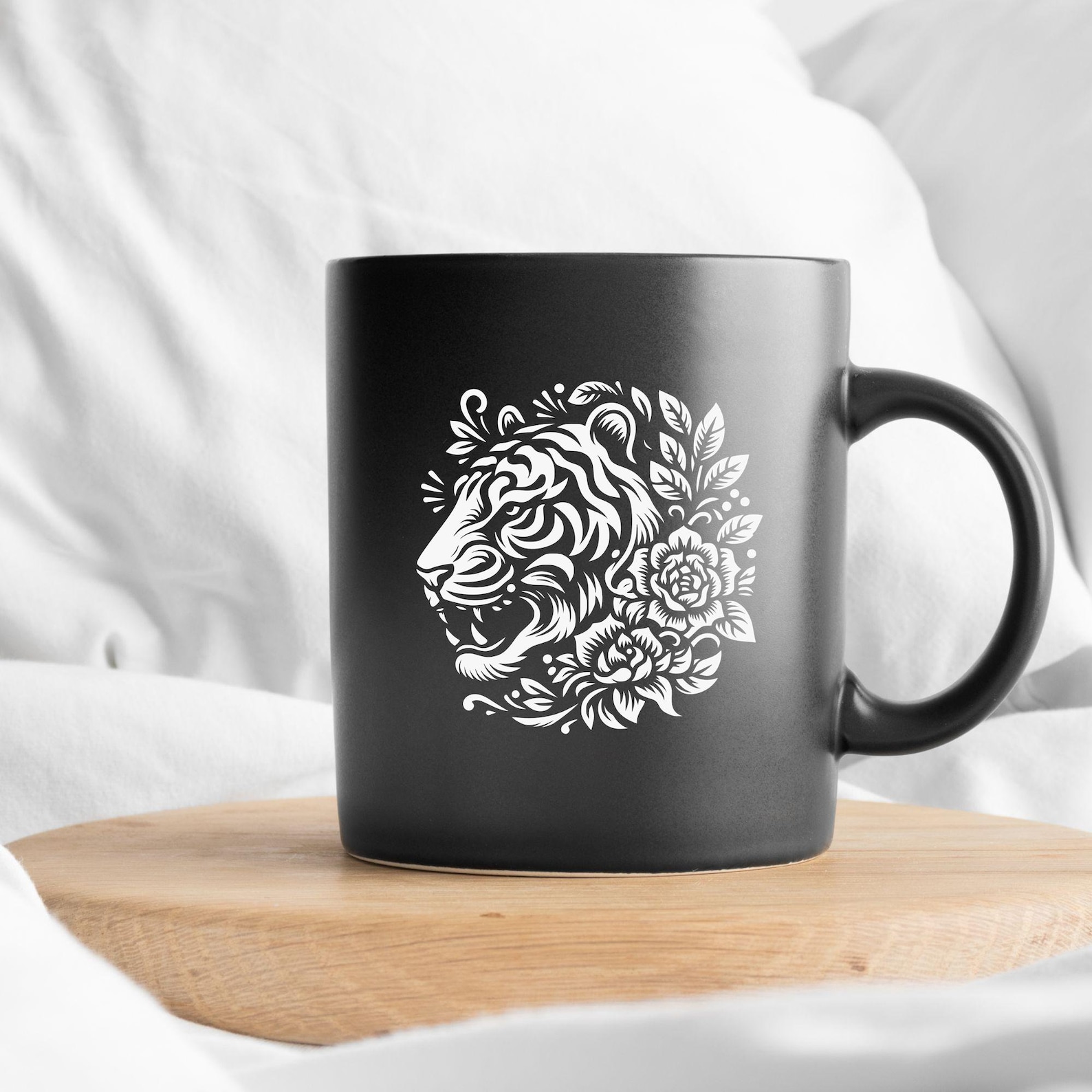 Floral Tiger SVG Bundle, Tiger Flower Clipart, Hand Drawn Tiger Head ...