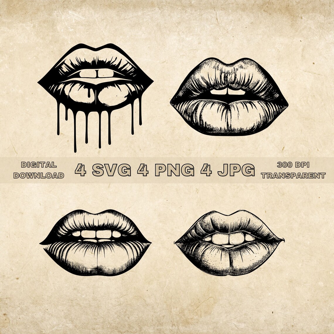 Lips SVG Bundle PNG Lips Clipart Hand Drawn Lips Vector - Etsy