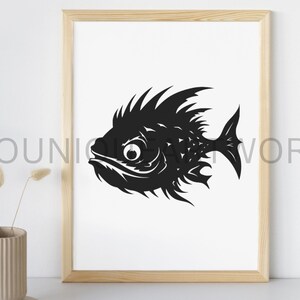 Anglerfish SVG Bundle, PNG, Angler Fish Clipart, Hand Drawn Fishes ...
