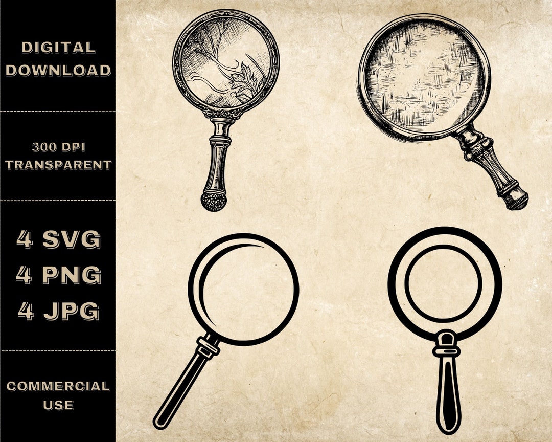 Magnifying Glass SVG Bundle, PNG, Magnifying Glass Clipart, Hand Drawn ...
