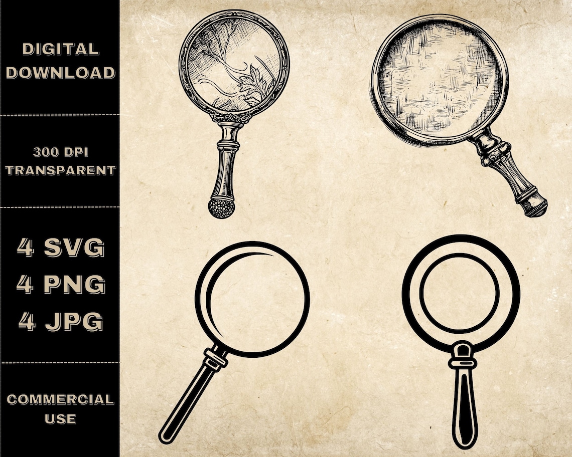 Magnifying Glass SVG Bundle PNG Magnifying Glass Clipart - Etsy
