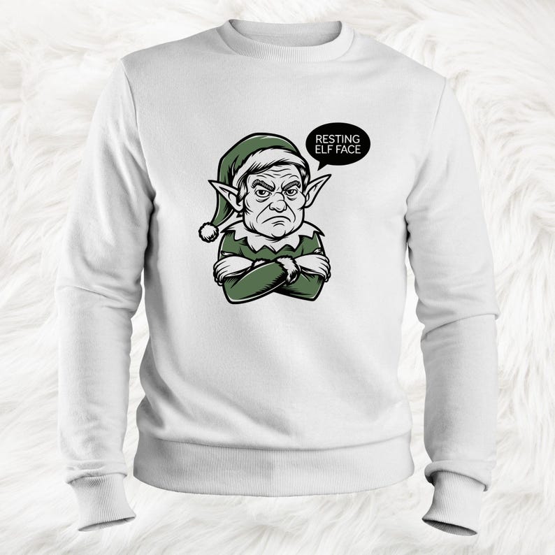 Grumpy Elf Face SVG PNG Files for Christmas Decor & Holiday Humor ...