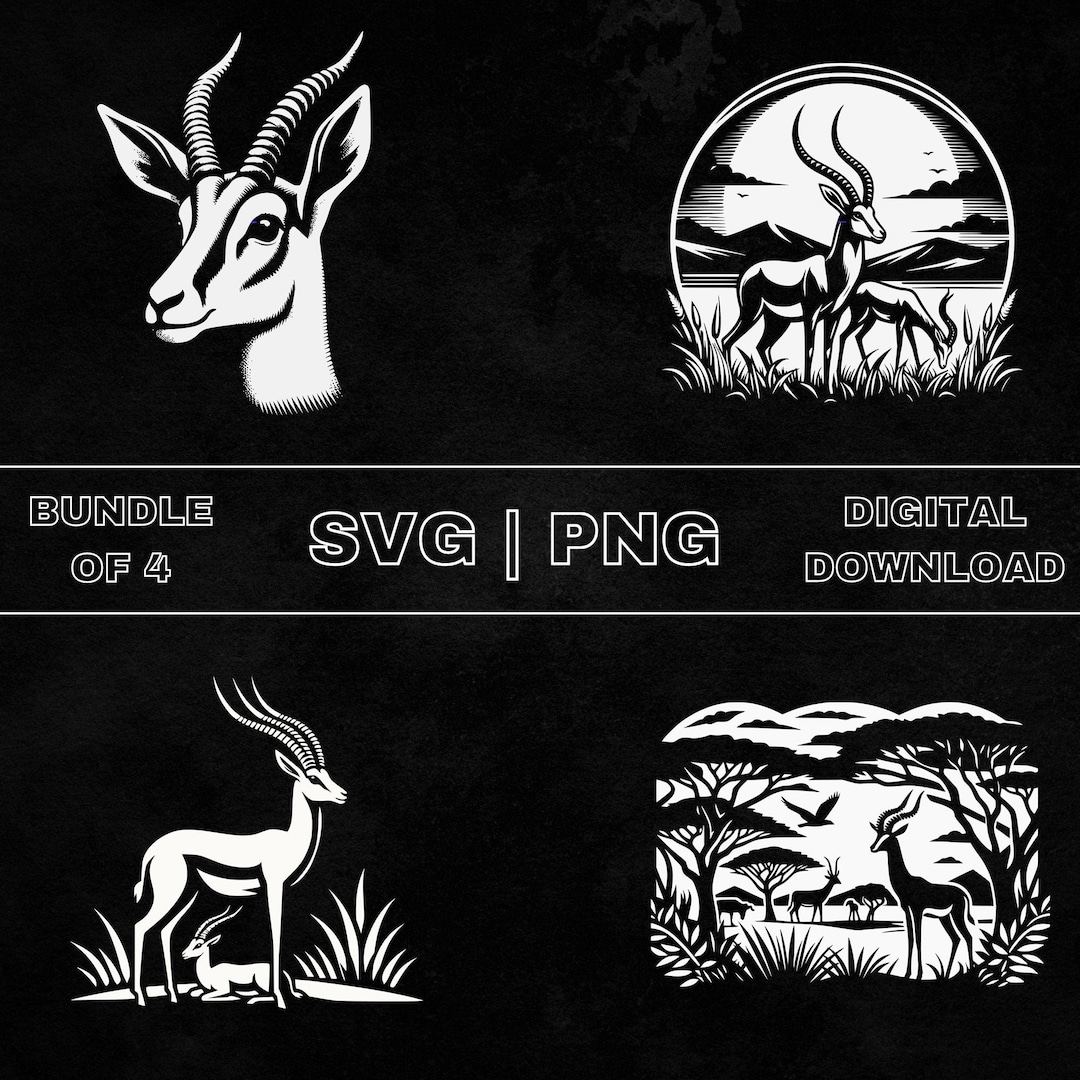 Gazelle SVG Bundle, Gazelle Scene Clipart, Hand Drawn Gazelle Theme ...