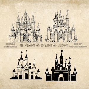 Castle SVG Bundle, PNG, Castle Clipart, Hand Drawn Castle Vector ...
