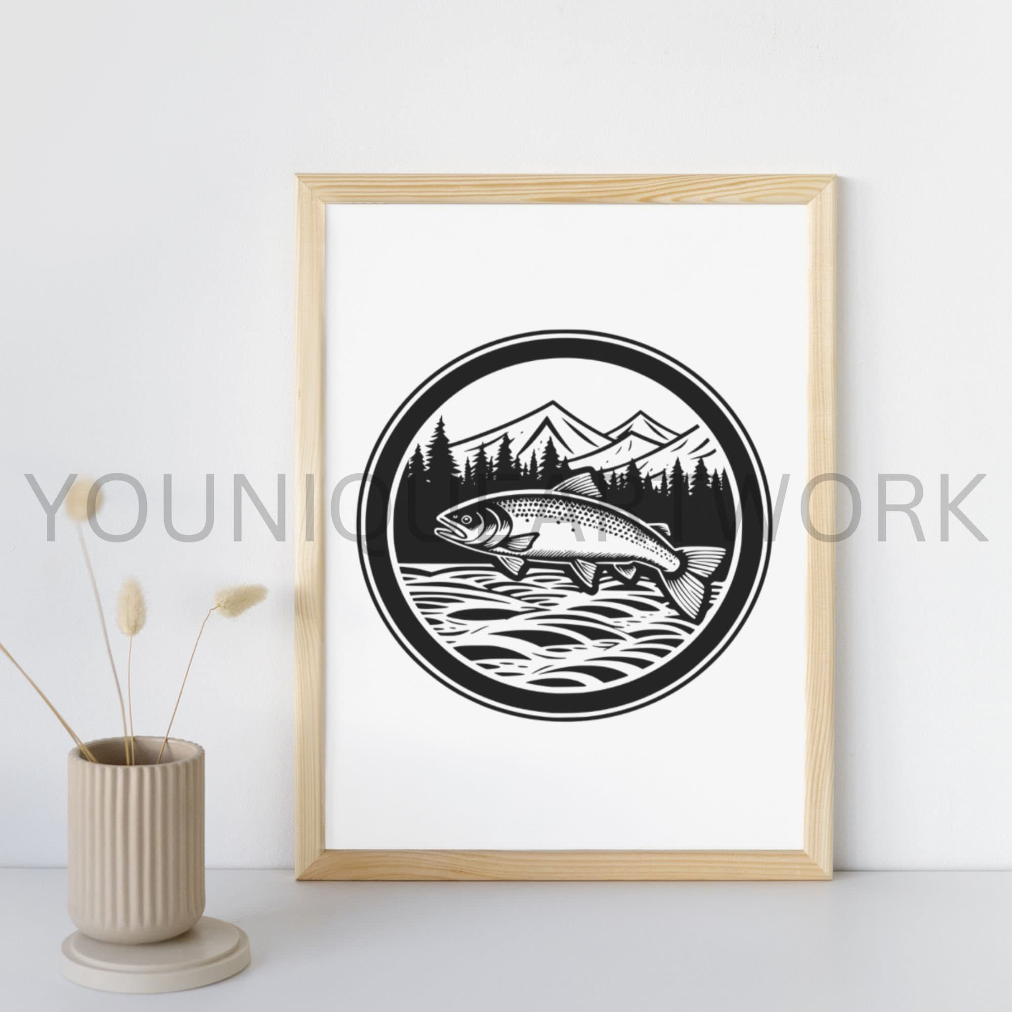 Salmon Fish SVG Bundle, PNG, Fishing Clipart, Hand Drawn Fishes Vector ...