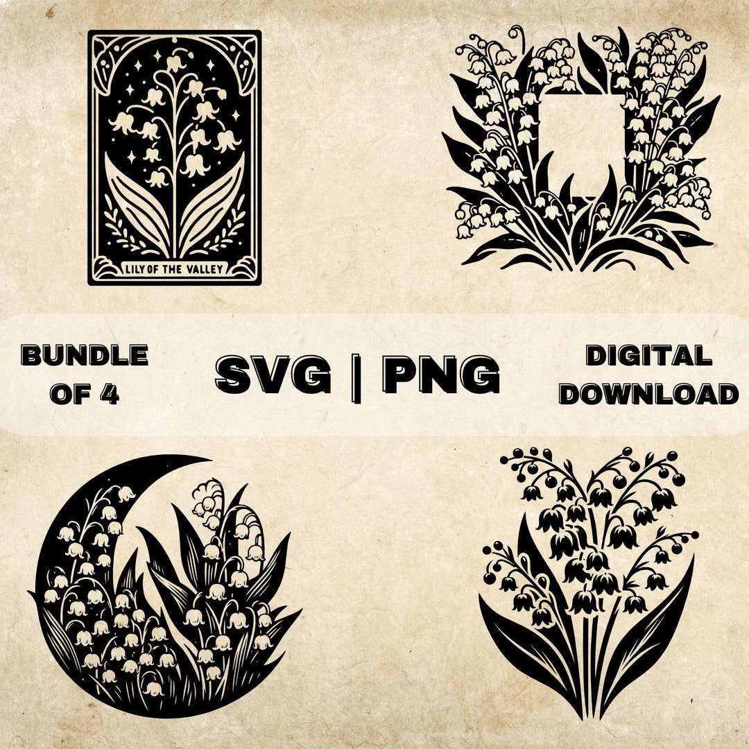 Lily of the Valley SVG Bundle, Flowers Clipart, Hand Drawn Floral Theme ...