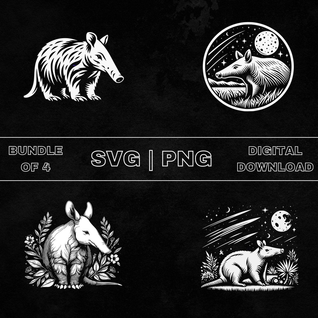 Aardvark SVG Bundle, Aardvark Clipart, Hand Drawn Aardvark Theme Vector ...