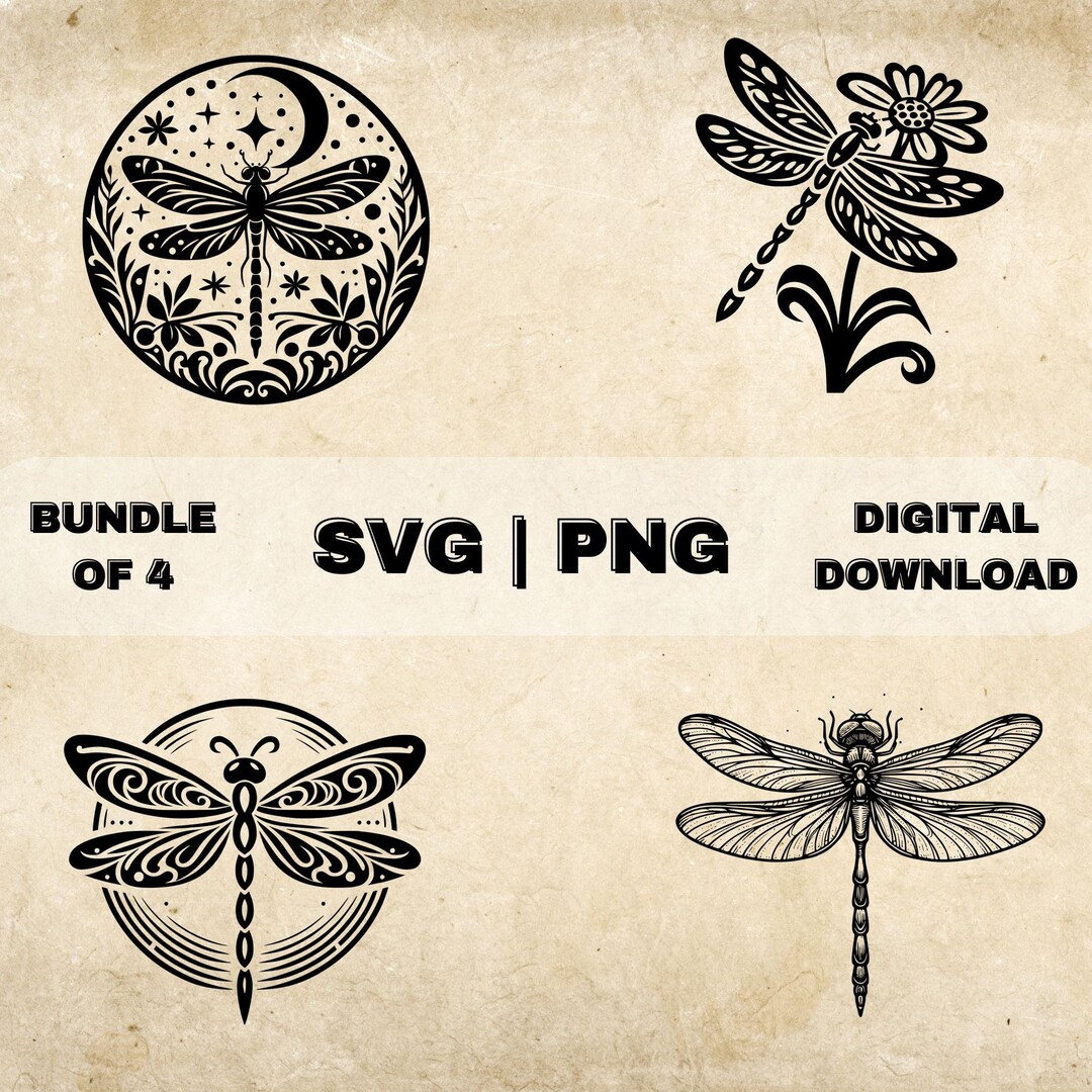 Dragonfly SVG Bundle, Dragonflies Clipart, Hand Drawn Insect Lover ...