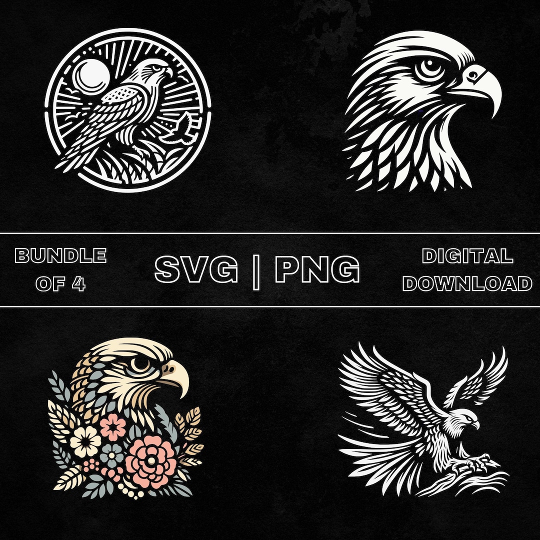 Falcon SVG Bundle, Falcon Clipart, Hand Drawn Falcon Bird Lover Theme ...