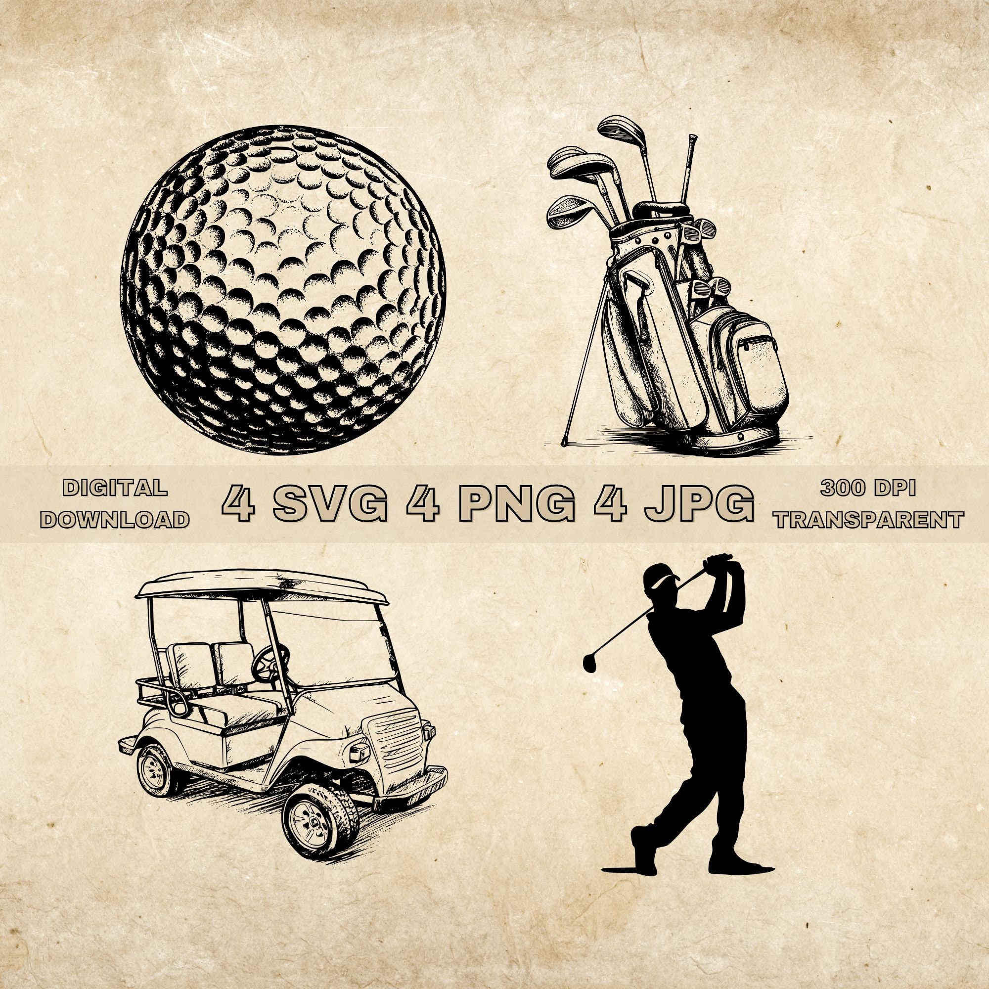 Golf SVG Bundle PNG Golfing Clipart Hand Drawn Golf Vector - Etsy