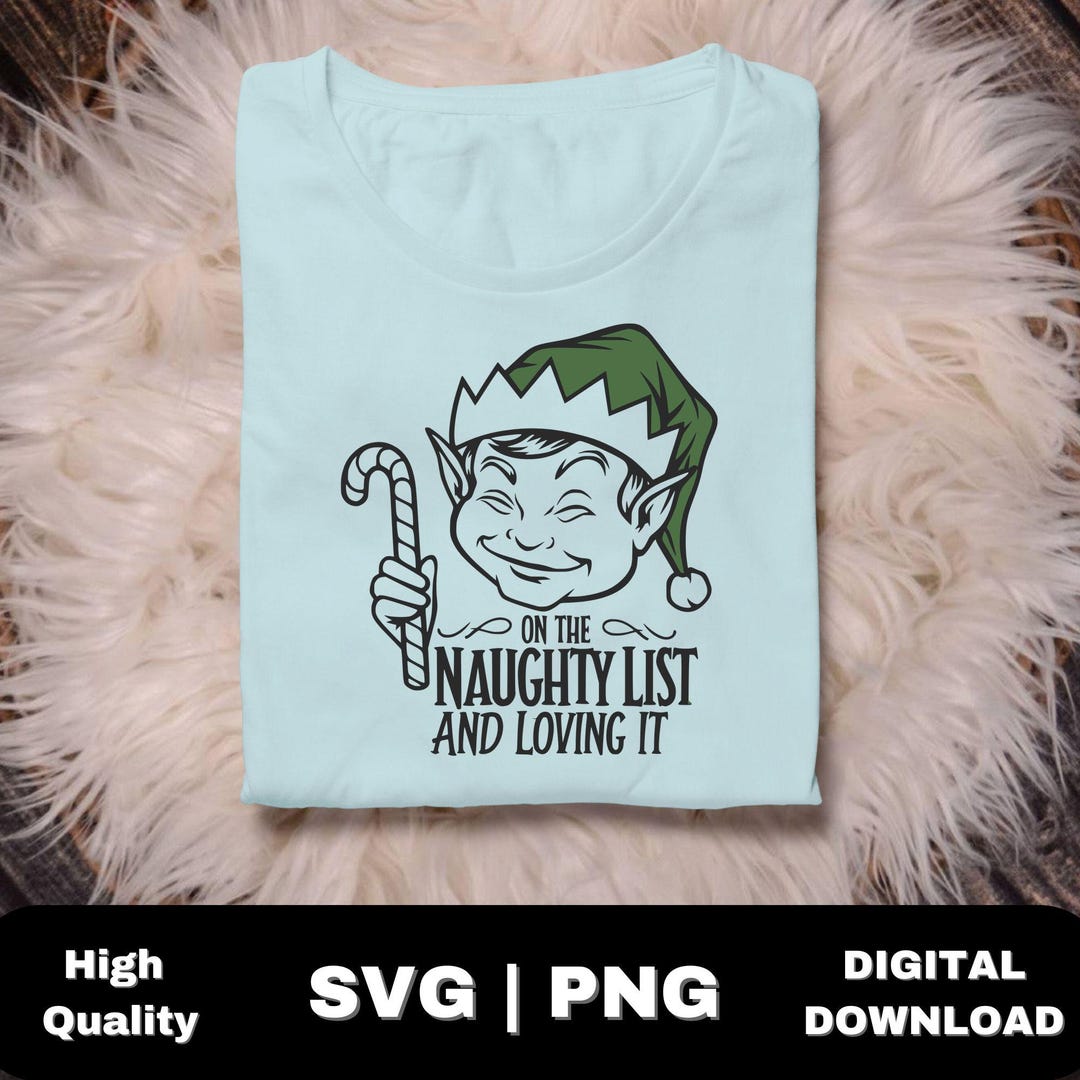 Naughty List Smirking Elf SVG File, Christmas Humor Candy Cane Cricut ...