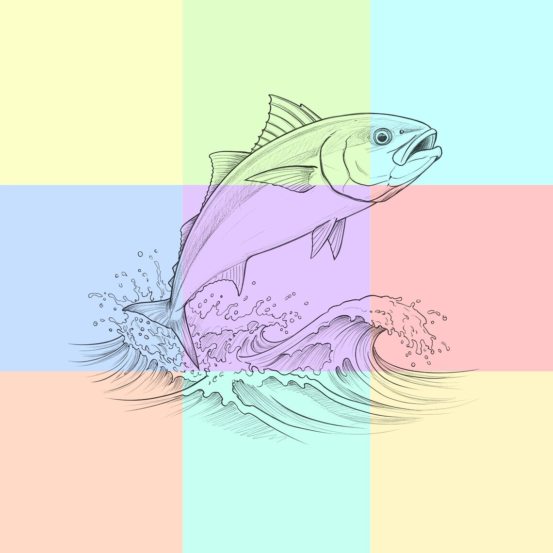 Amberjack Fish PNG Sketch Art for T Shirt Design Digital Download - Etsy