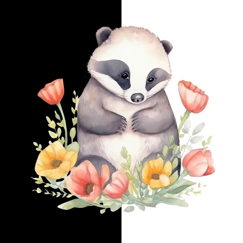 Cute Badger Clipart, Watercolor Badgers PNG Files, Badger Clip Art ...