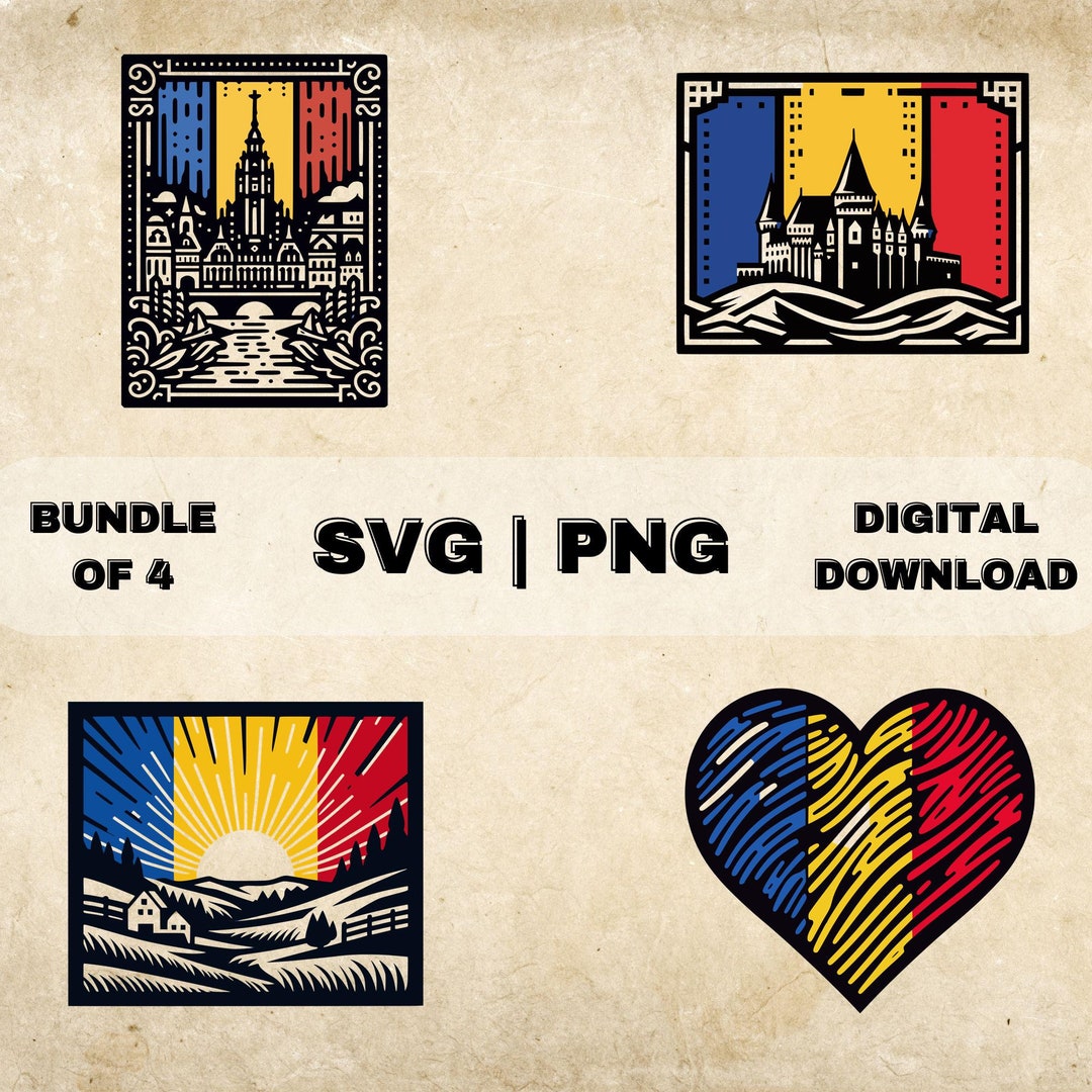 Romania Flag SVG Bundle, Romanian Clipart, Bucharest, Bran Castle, Art ...