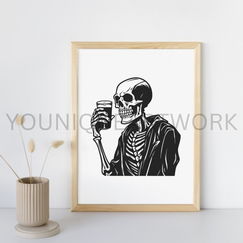 Skeleton Drinking SVG Bundle, PNG, Funny Skeletons Clipart, Hand Drawn ...