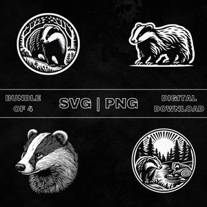 Badger SVG Bundle, Badger Clipart, Hand Drawn Badger Lover Theme Vector ...