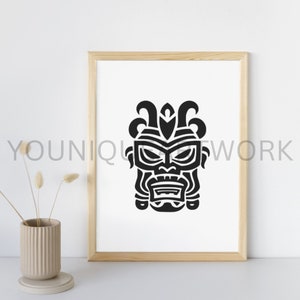 Tiki SVG Bundle, PNG, Hawaiian Tribal Clipart, Hand Drawn Tiki Head ...