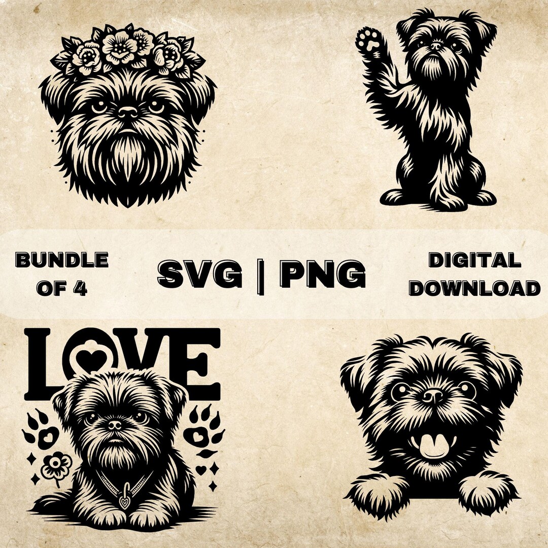 Brussels Griffon SVG Bundle, Brussels Griffon Clipart, Hand Drawn Dog ...