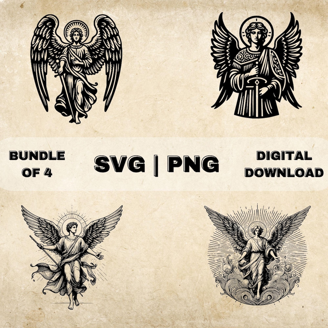 Archangel Gabriel SVG Bundle, St. Gabriel Clipart, Hand Drawn Arch ...
