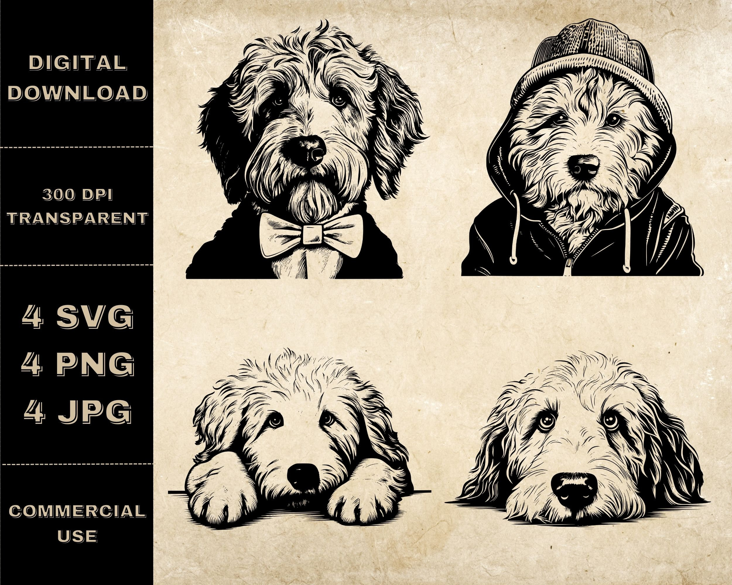 Labradoodle SVG Bundle PNG Cute Dog Clipart Hand Drawn - Etsy