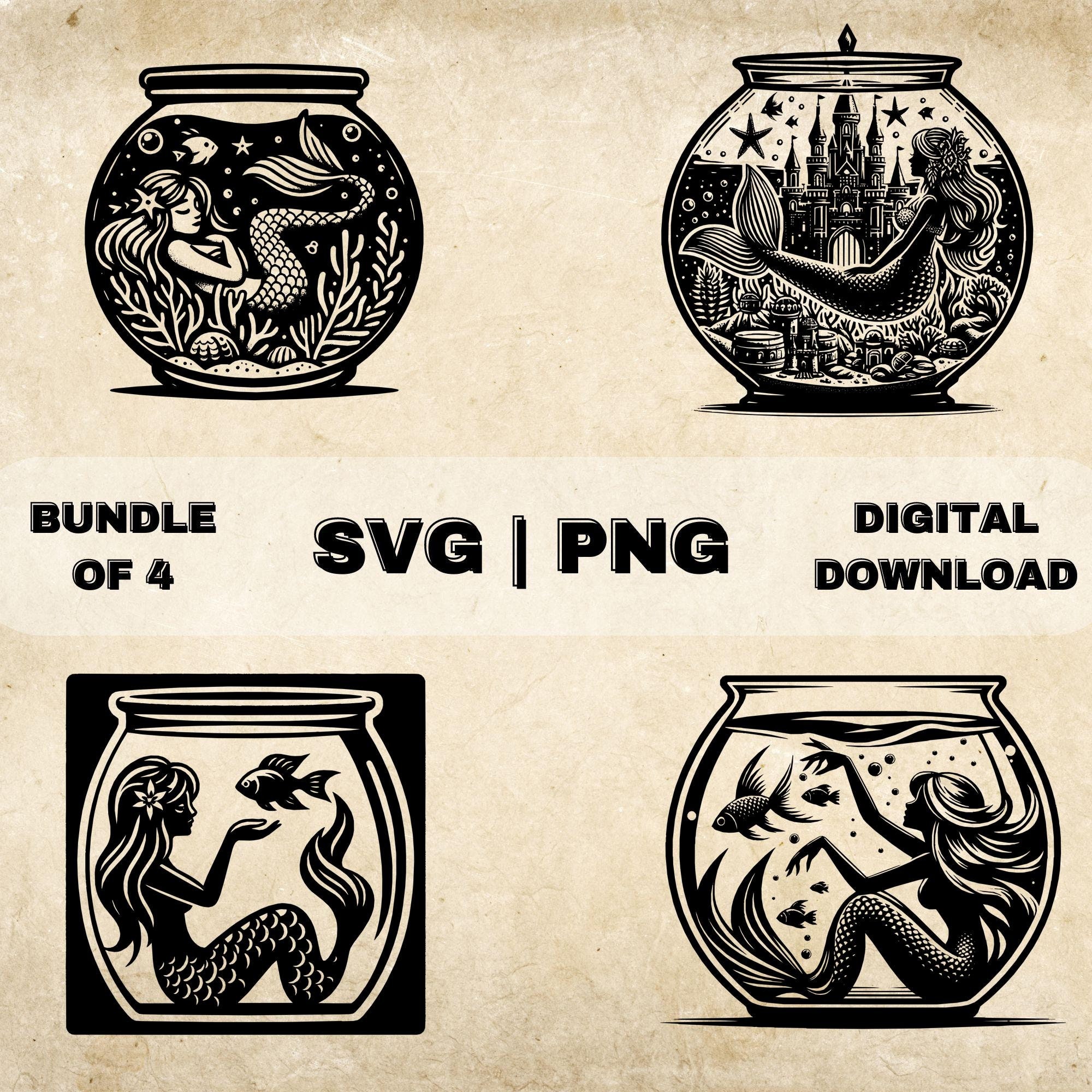 Fantasy Mermaid SVG Bundle, PNG, Cute Mermaid Clipart, Hand Drawn ...