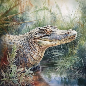 Printable Alligator Wall Art, Alligator Print Art, Crocodile Decor ...