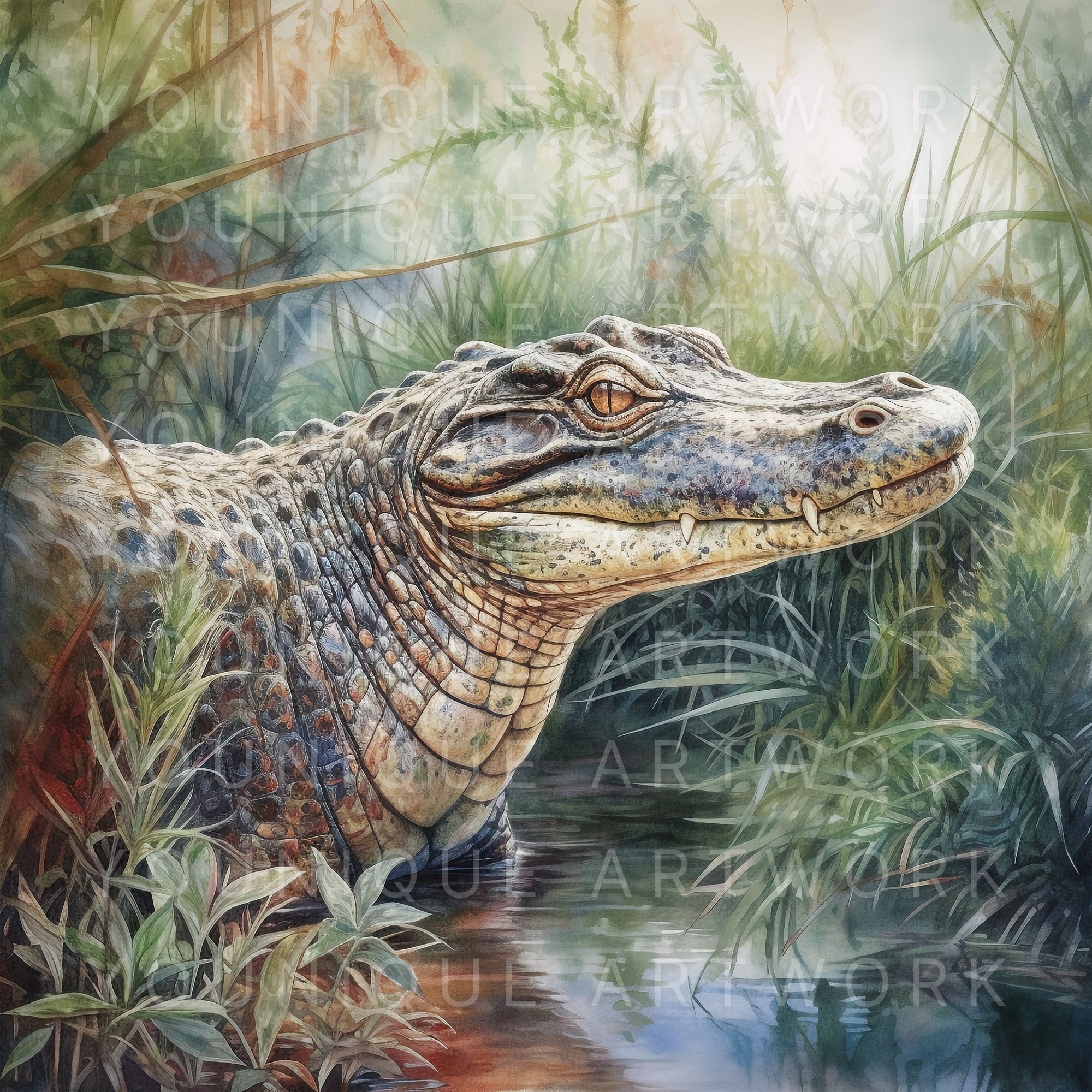 Printable Alligator Wall Art, Alligator Print Art, Crocodile Decor ...