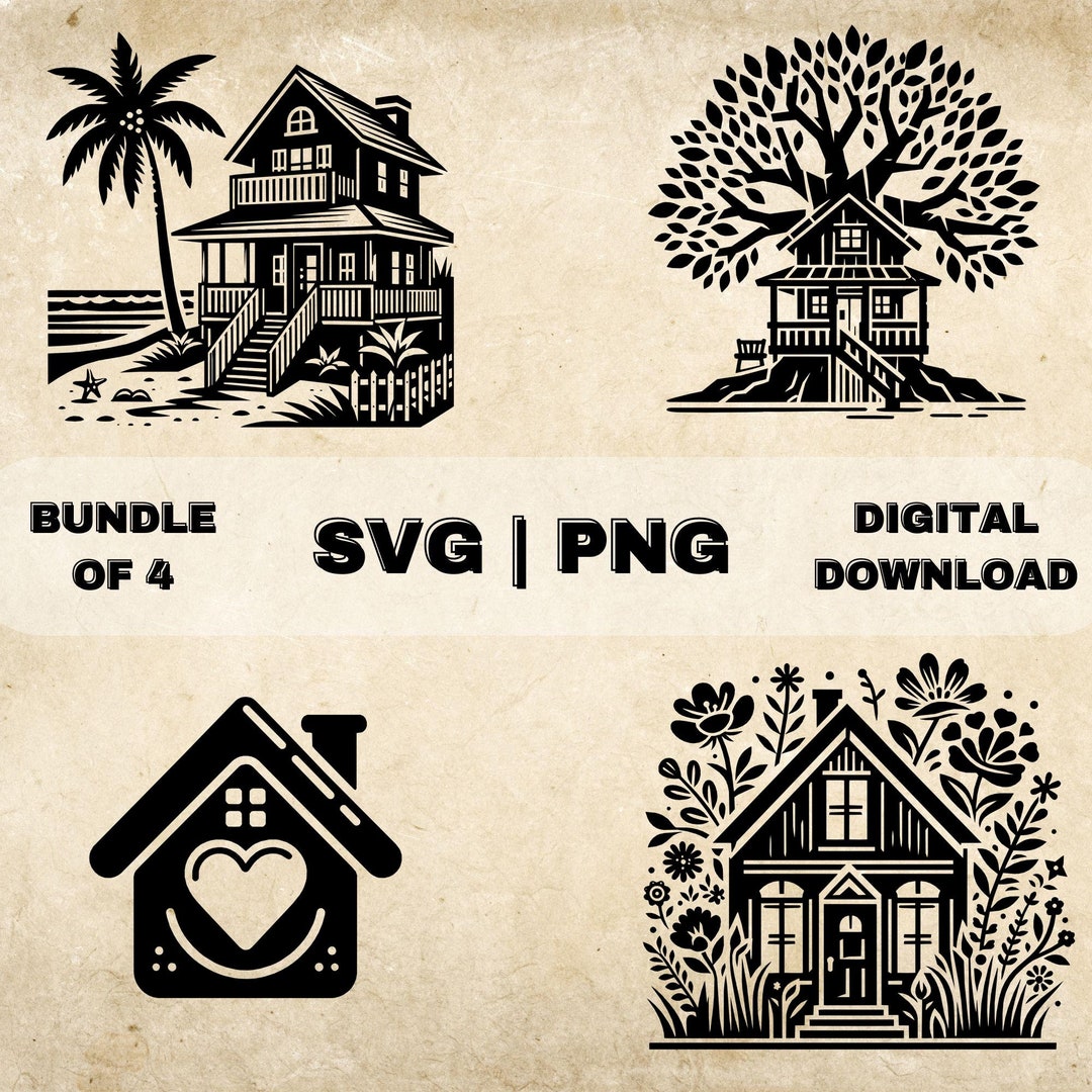 House SVG Bundle, Home Clipart, Hand Drawn Houses Theme Vector ...