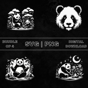 Panda SVG Bundle, Panda Clipart, Hand Drawn Panda Scene Theme Vector ...